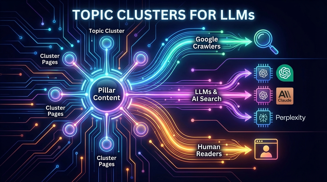 Topic Clusters for LLMs: Hybrid Architecture for AI Search